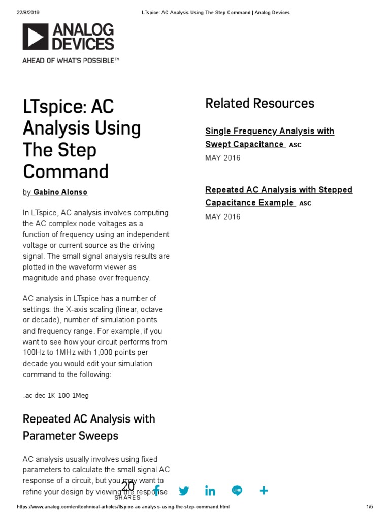 LTspice - AC Analysis Using The Step Command - Analog Devices PDF | PDF | Electrical Engineering ...