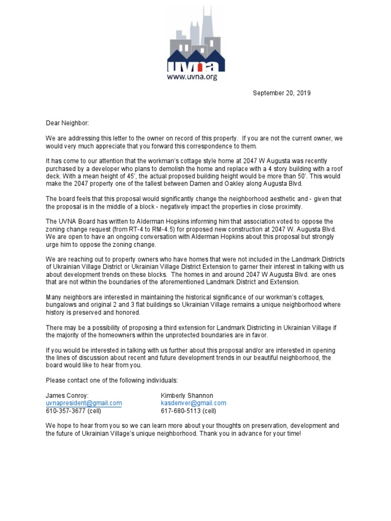 Letter To Property Owners Template - Final | PDF