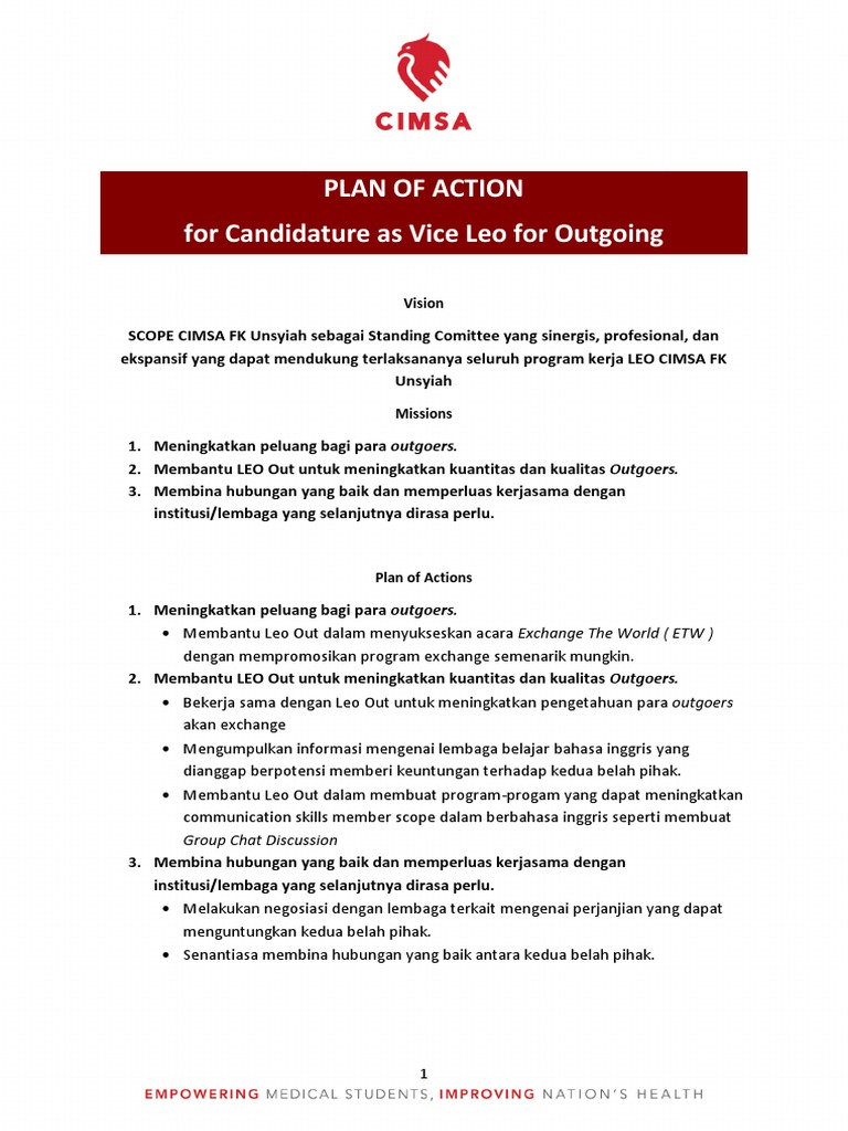 Vice Leo For Outgoing - Mutia Anggraini - Plan of Action | PDF | Ilmu ...
