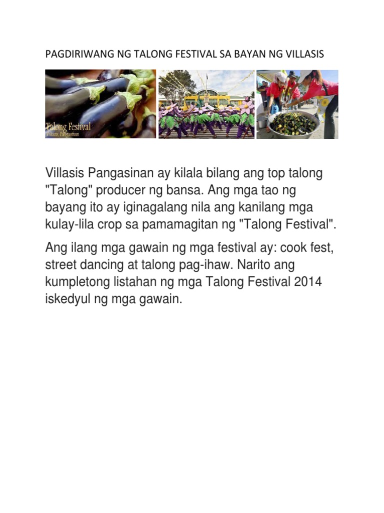 Pagdiriwang NG Talong Festival Sa Bayan NG Villasis | PDF