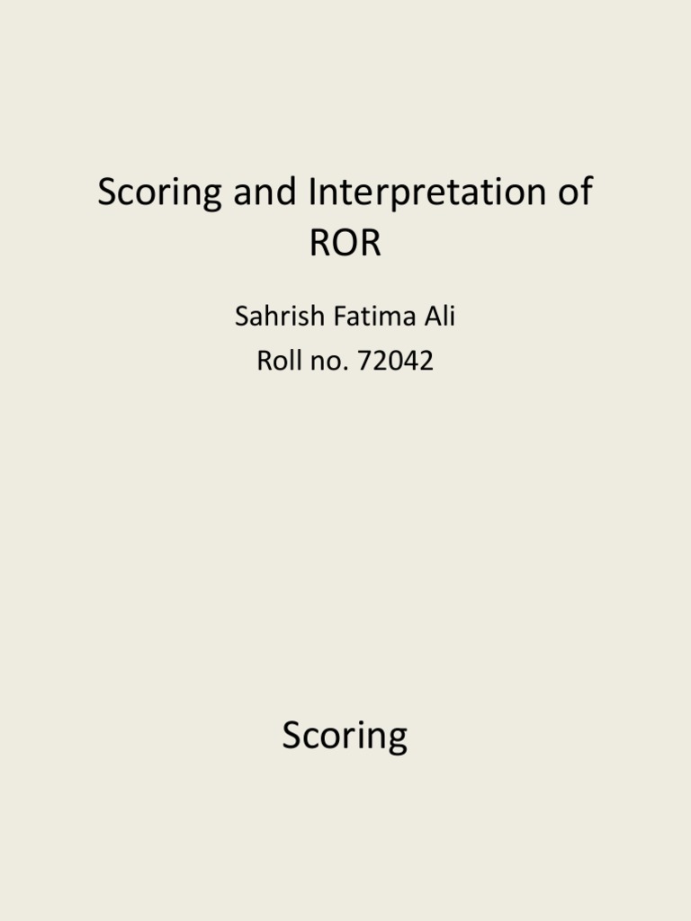 Rorschach Test Scoring Guide | PDF | Applied Psychology | Behavioural ...