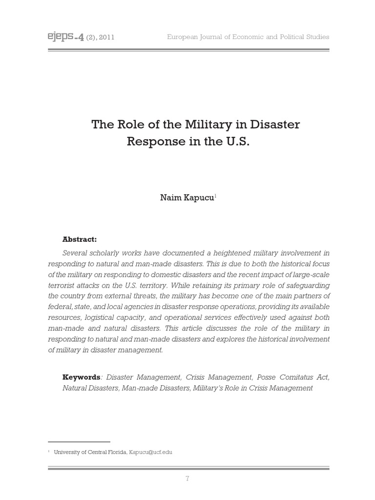 Military's Role in U.S. Disaster Response | PDF | Federal Emergency ...