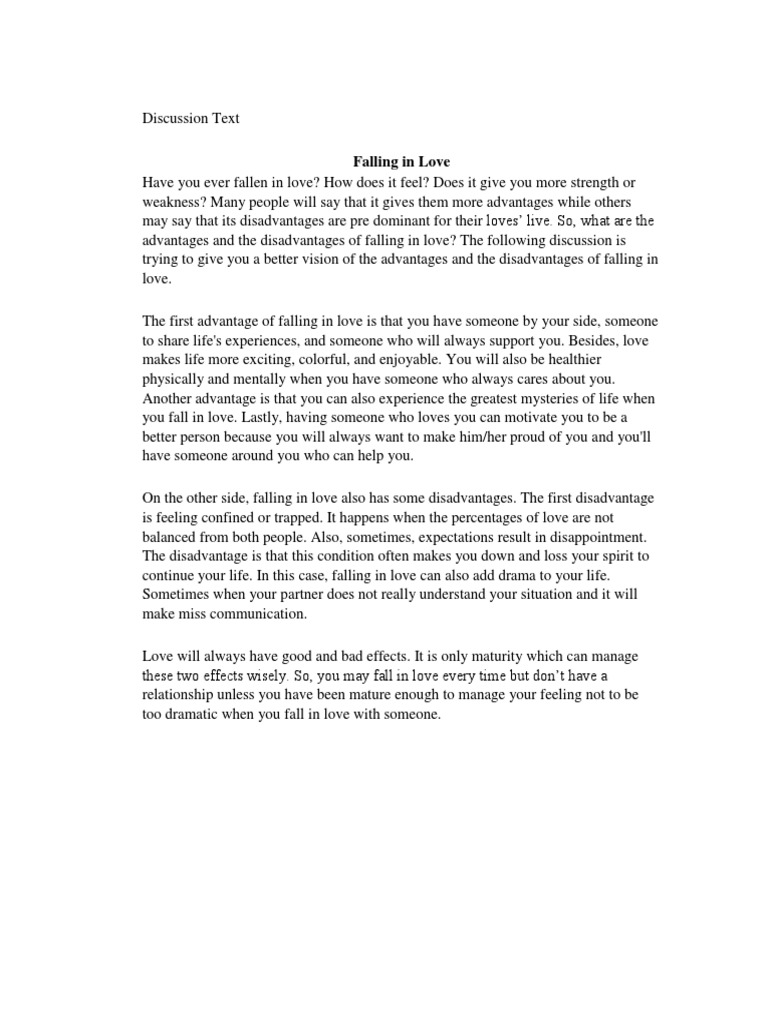 Advantages and Disadvantages of Falling in Love | PDF | Psychological ...