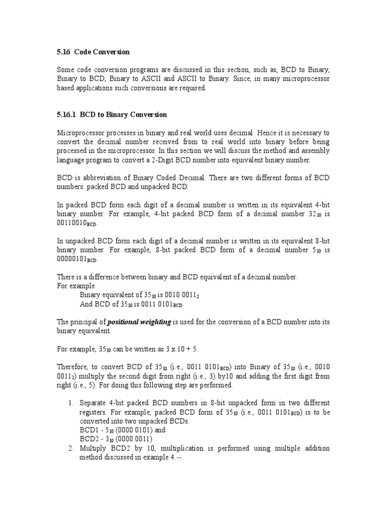 Code Conversion | PDF | Binary Coded Decimal | Subroutine