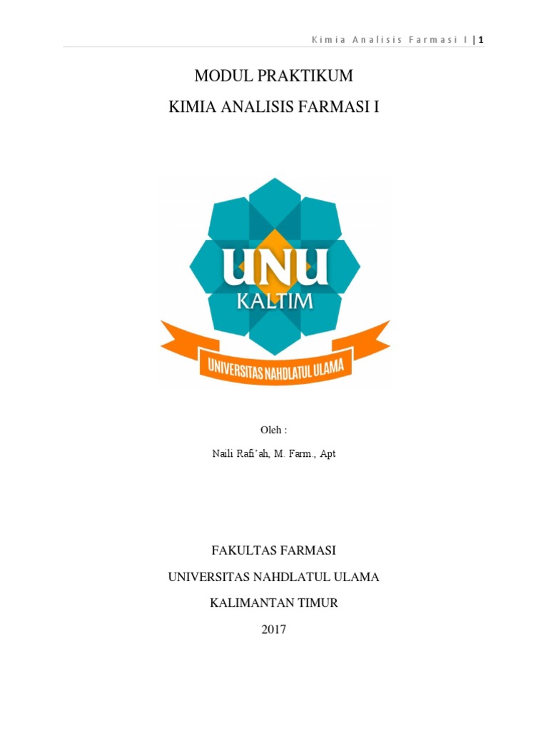 Modul Praktikum Kimia Analisis Farmasi I | PDF