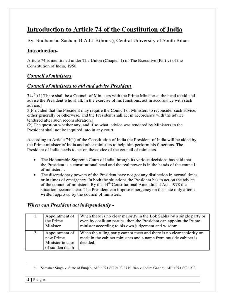 Article 74 | PDF | Public Sphere | Constitutional Law