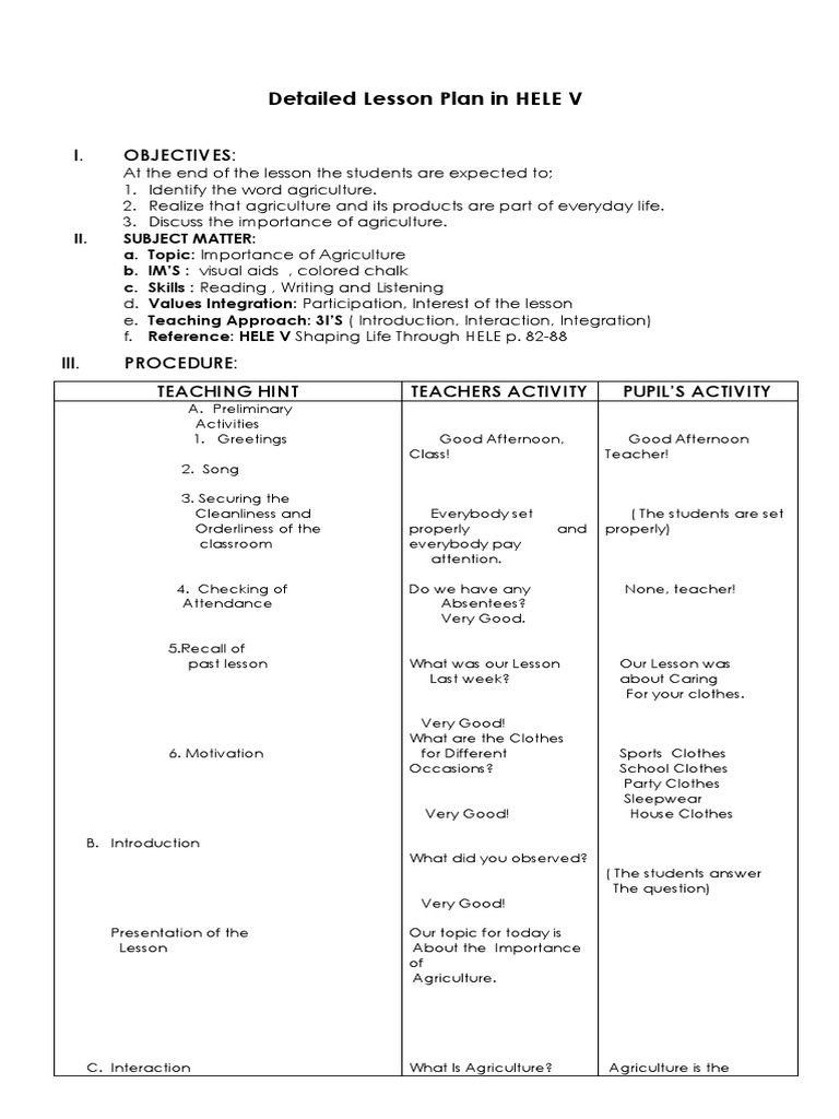 Detailed Lesson Plan in TLE VII | PDF | Livestock | Agriculture