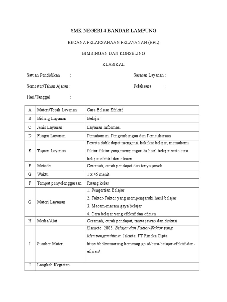 RPL Klasikal Belajar Efektif | PDF