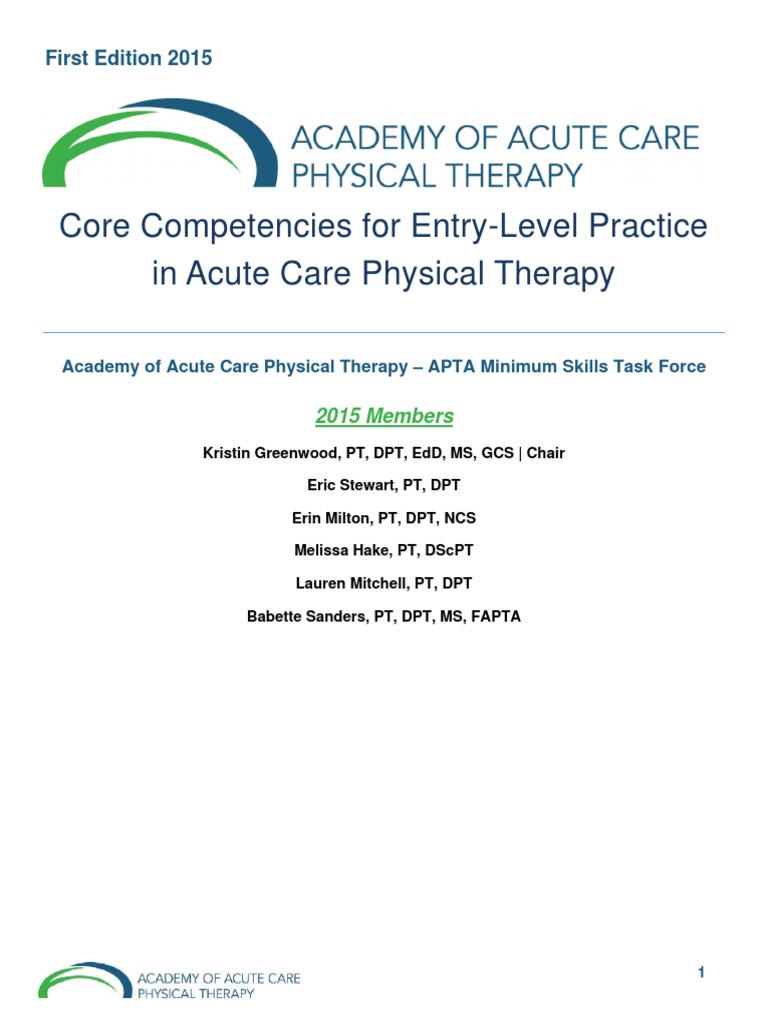 Acute Care PT Core Competencies | PDF | Physical Therapy | Medical Record