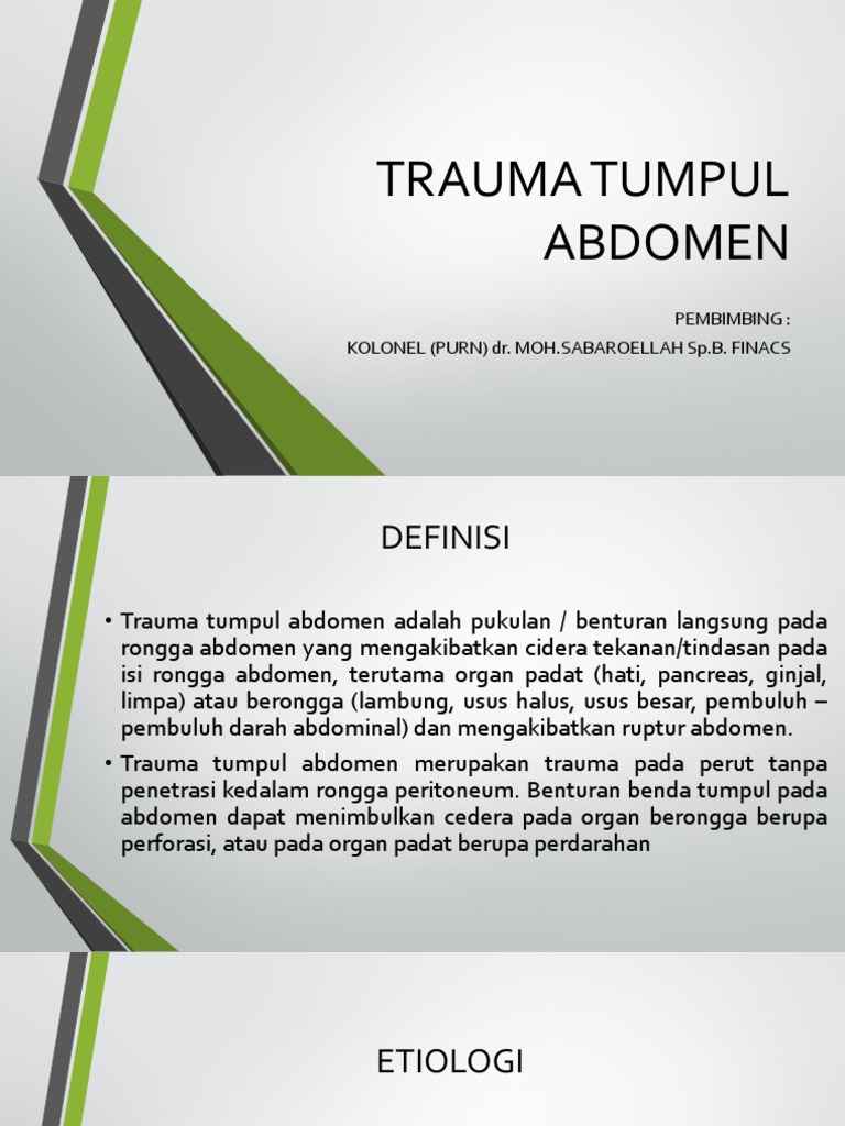 Trauma Tumpul Abdomen: Definisi dan Diagnosis | PDF