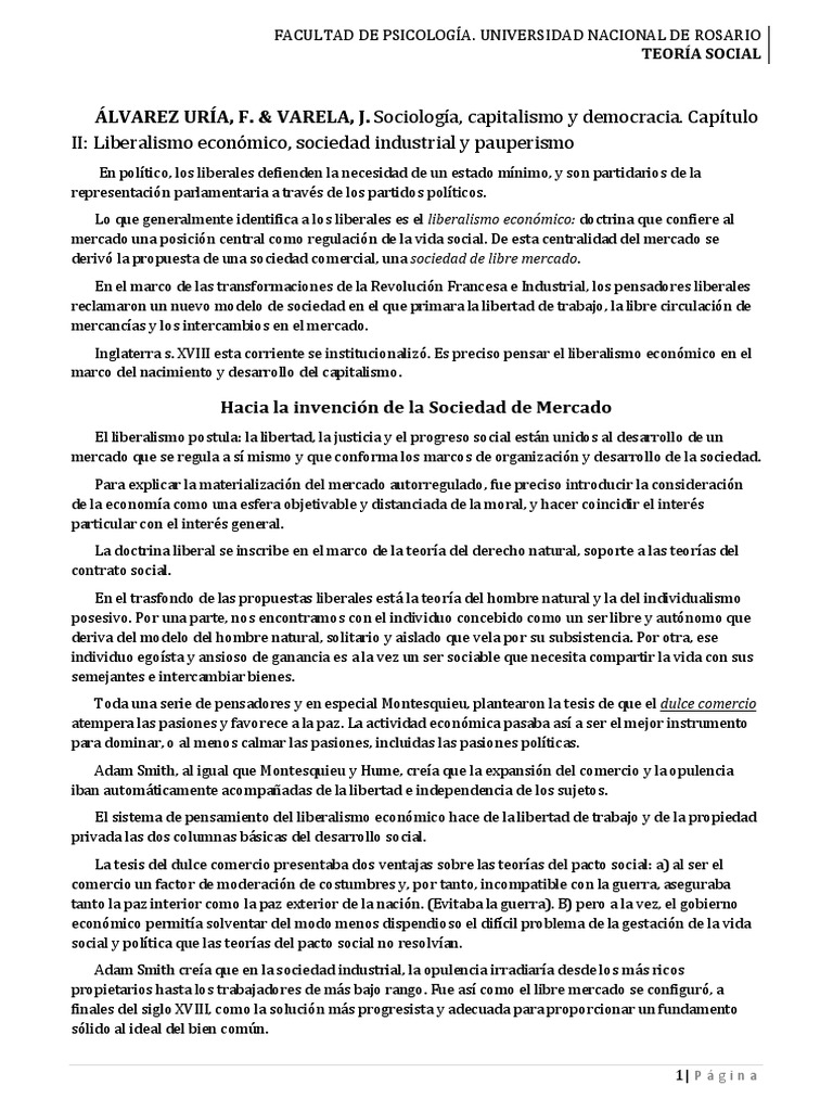 Fernando Alvarez Uria y Julia Varela. "Sociología, Capitalismo y ...