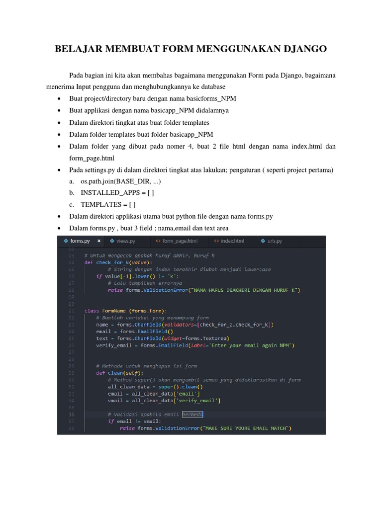 Panduan Membuat Form di Django | PDF