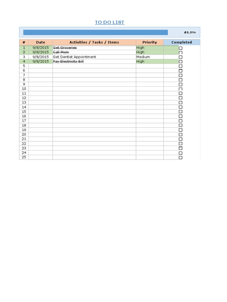 Excel To-Do List Template | PDF