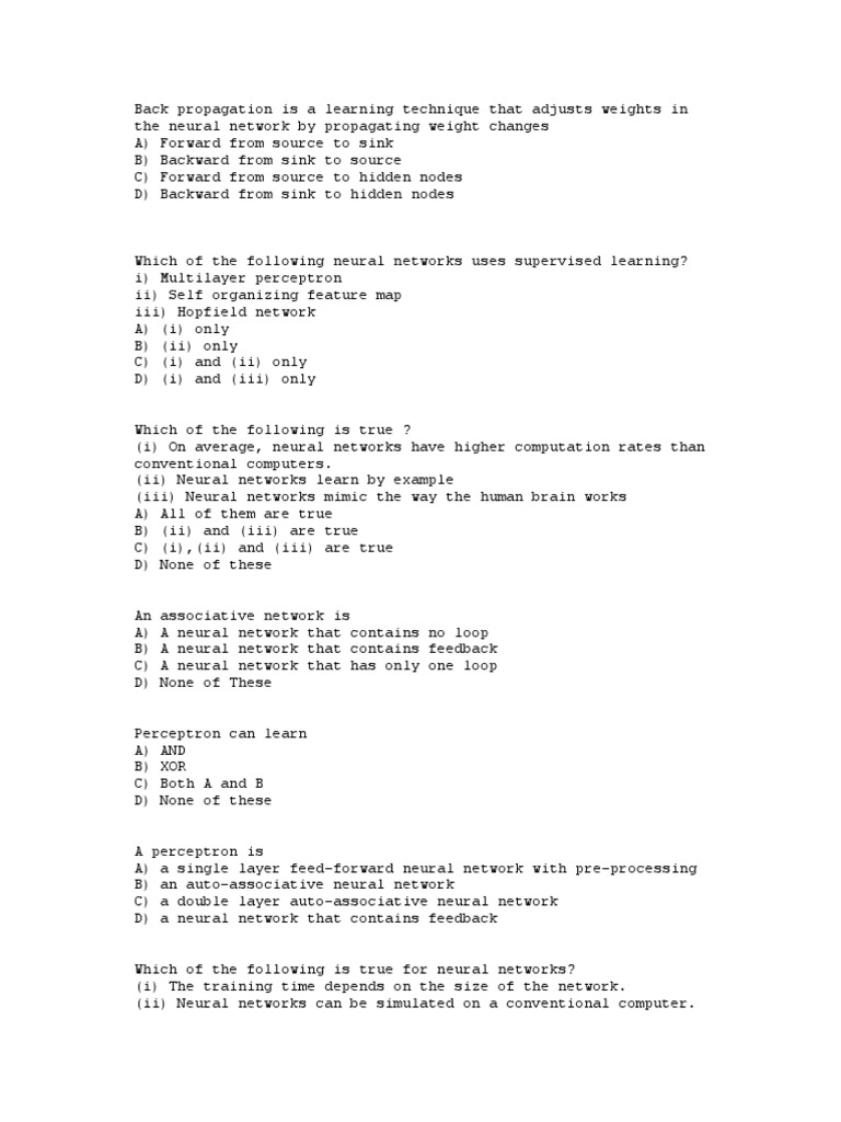 ML Mcqs Without Answers | PDF | Artificial Neural Network | Machine Learning