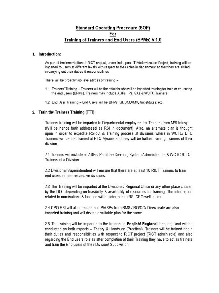 SOP Training | PDF | Business Process Management | Computing