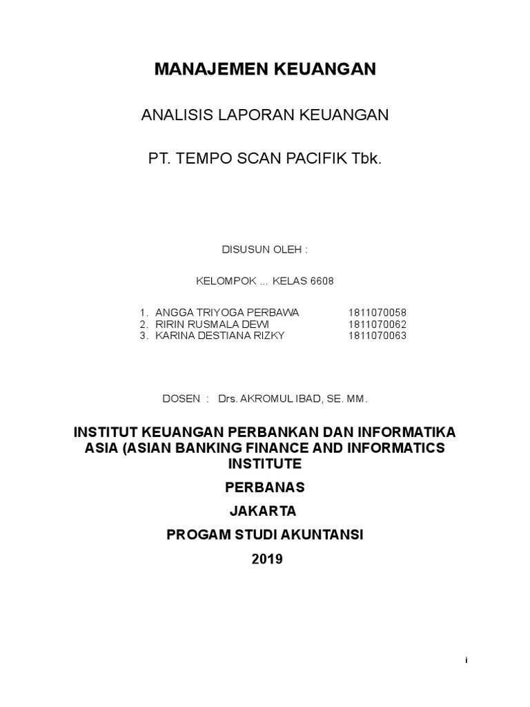 Analisis Laporan Keuangan Edit | PDF | Bisnis | Pengelolaan Keuangan & Uang
