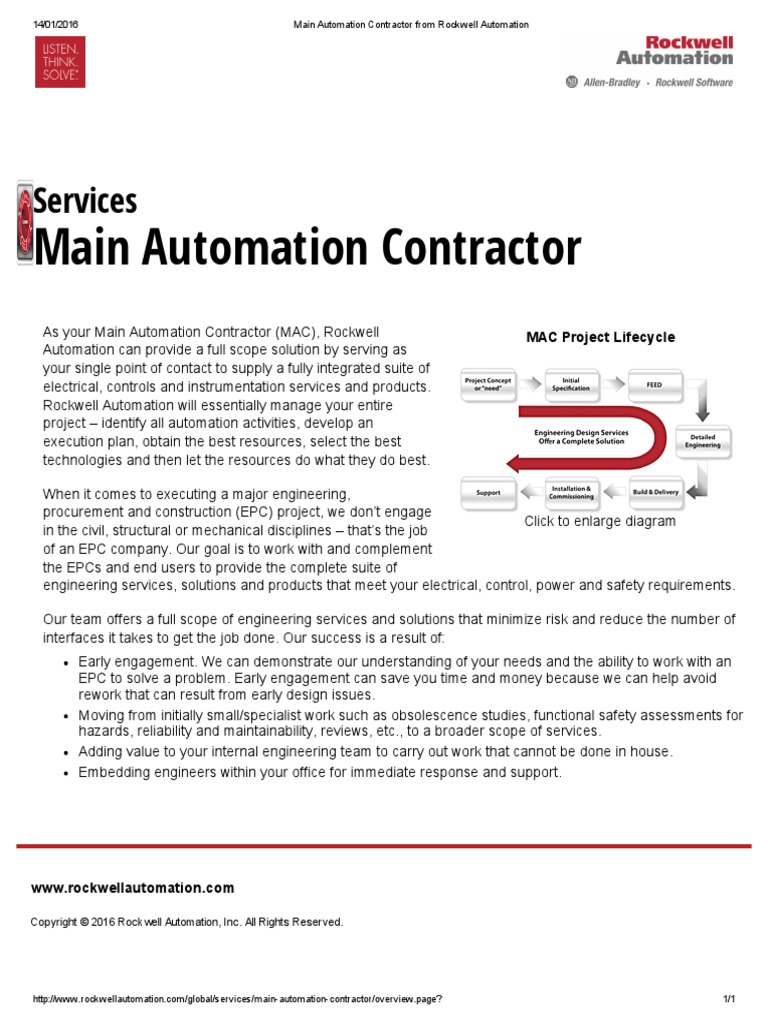 Main Automation Contractor - Rockwell Automation | PDF