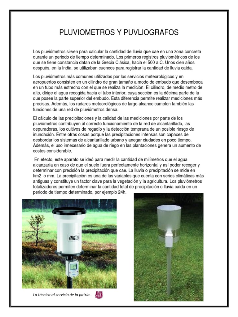 Pluviómetros: Tipos y Funciones | PDF | Precipitación | Lluvia