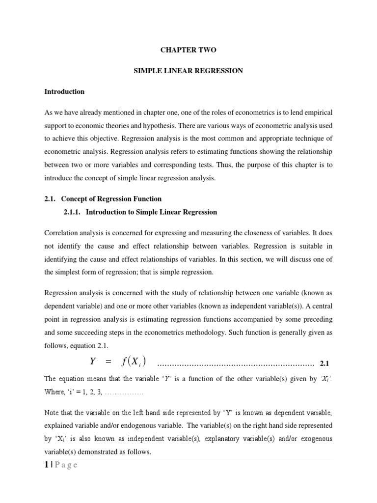 CHAPTER TWO-Econometrics I (Econ 2061) Edited1 PDF | Download Free PDF | Ordinary Least Squares ...