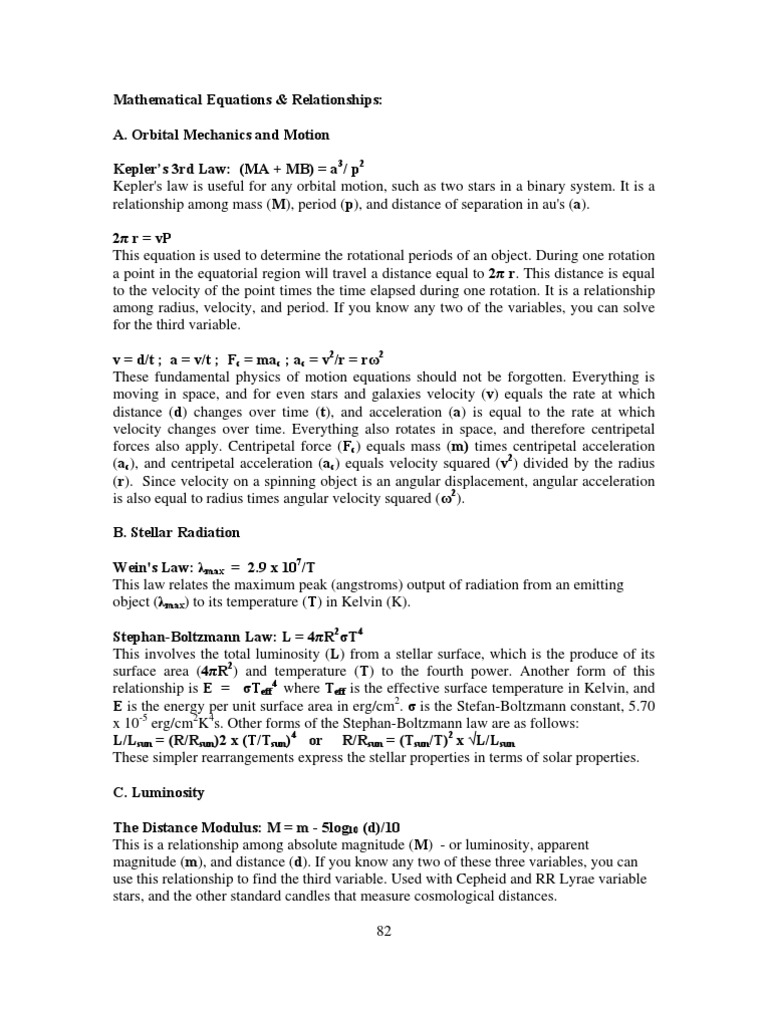 Astronomy Math Equations | PDF | Redshift | Acceleration