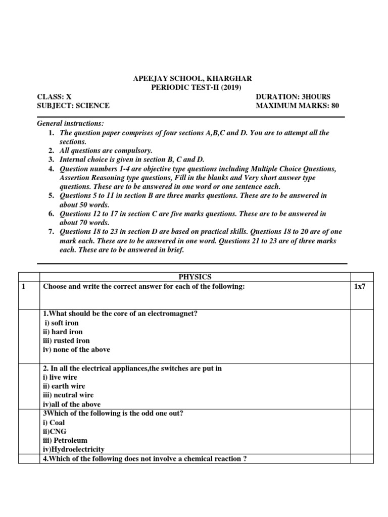 Class X Periodic Test | PDF | Iodine | Oxide