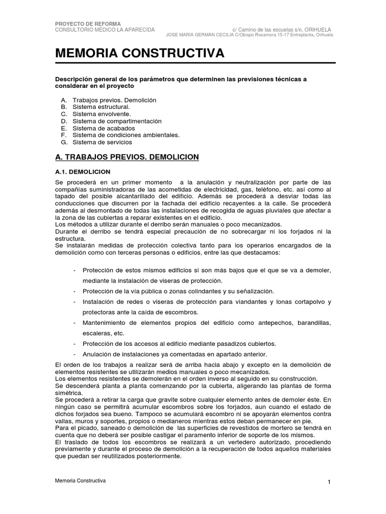 2.memoria Constructiva | PDF | Demolición | Aislamiento térmico