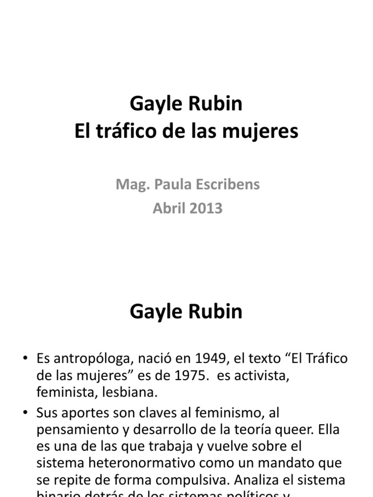 El tráfico de mujeres según Gayle Rubin | PDF | Complejo de Edipo | Mujer
