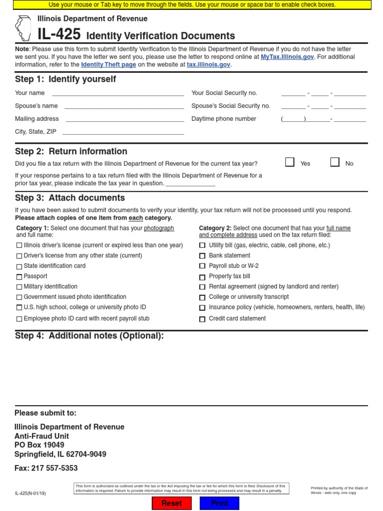Il 425 | PDF | Irs Tax Forms | Identity Document