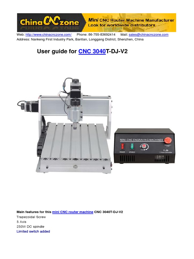 CNC 3040 T DJ Mini CNC Manual | PDF | Numerical Control | Engraving