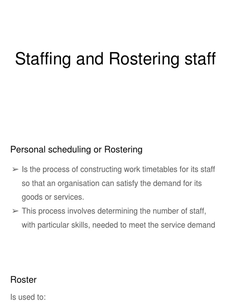 Staffing and Rostering Schedule | PDF | Employment | Economies