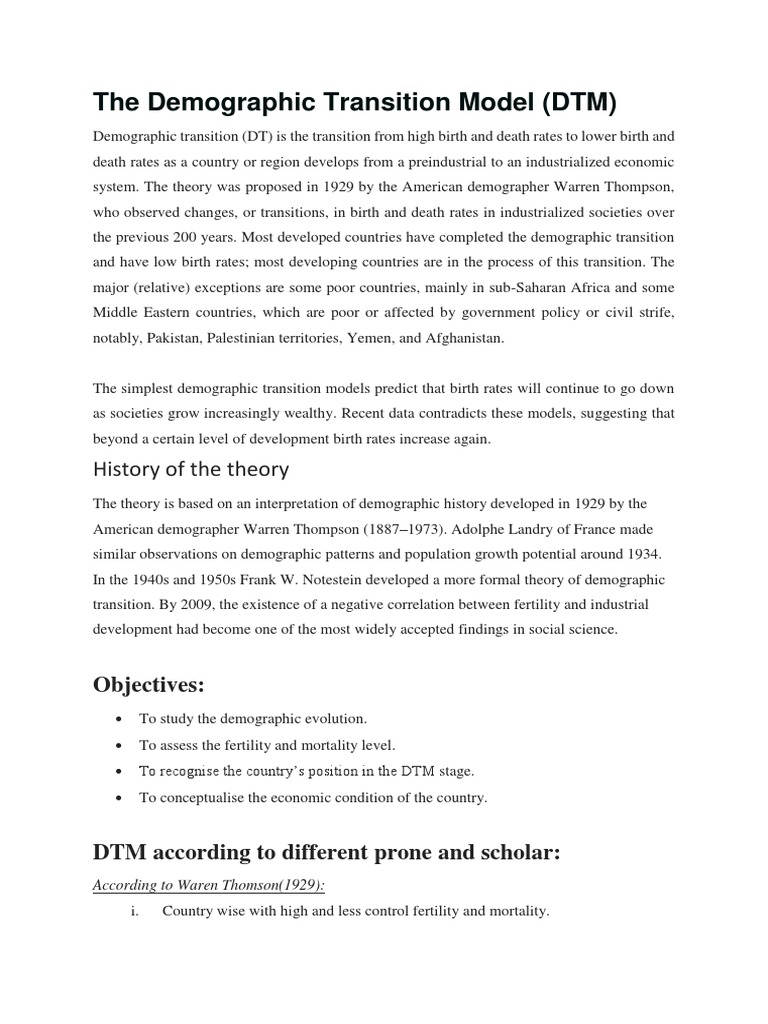 The Demographic Transition Model Note | PDF | Environmental Social ...