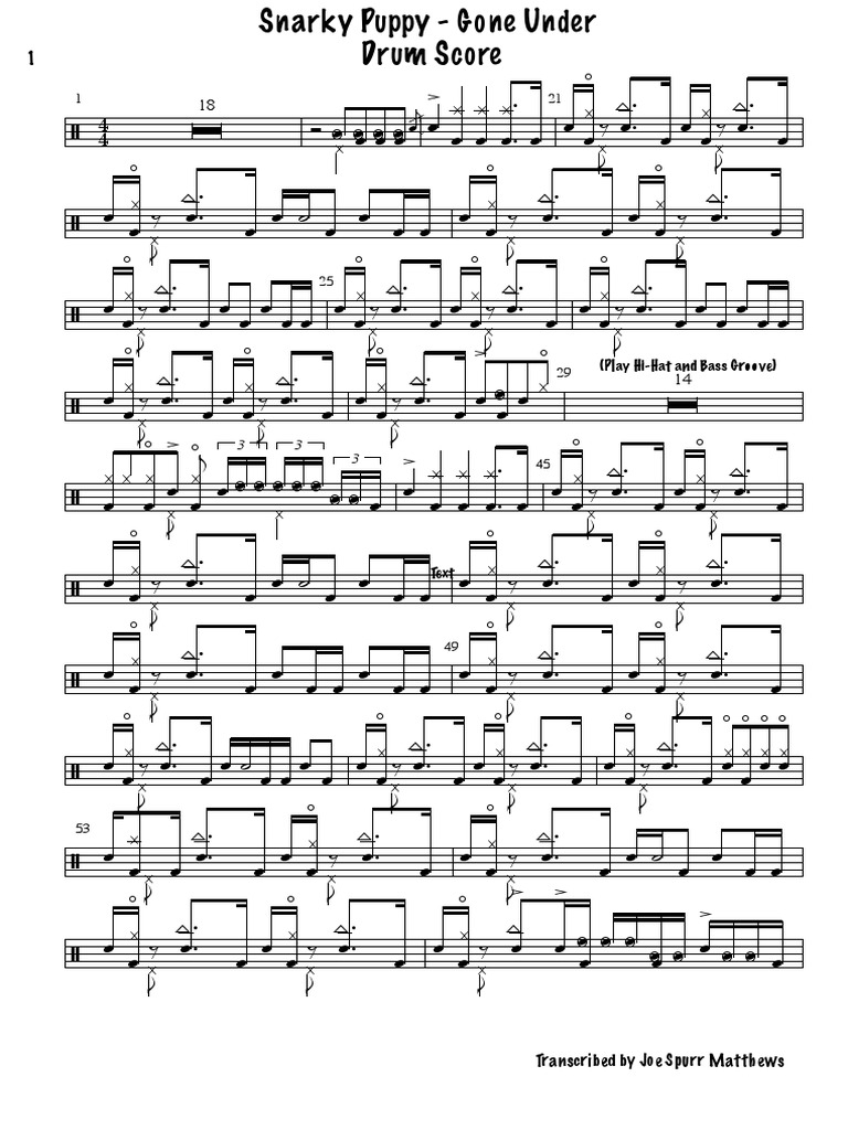 Snarky Puppy - Gone Under (Drum Score) | PDF | Rhythm And Meter ...