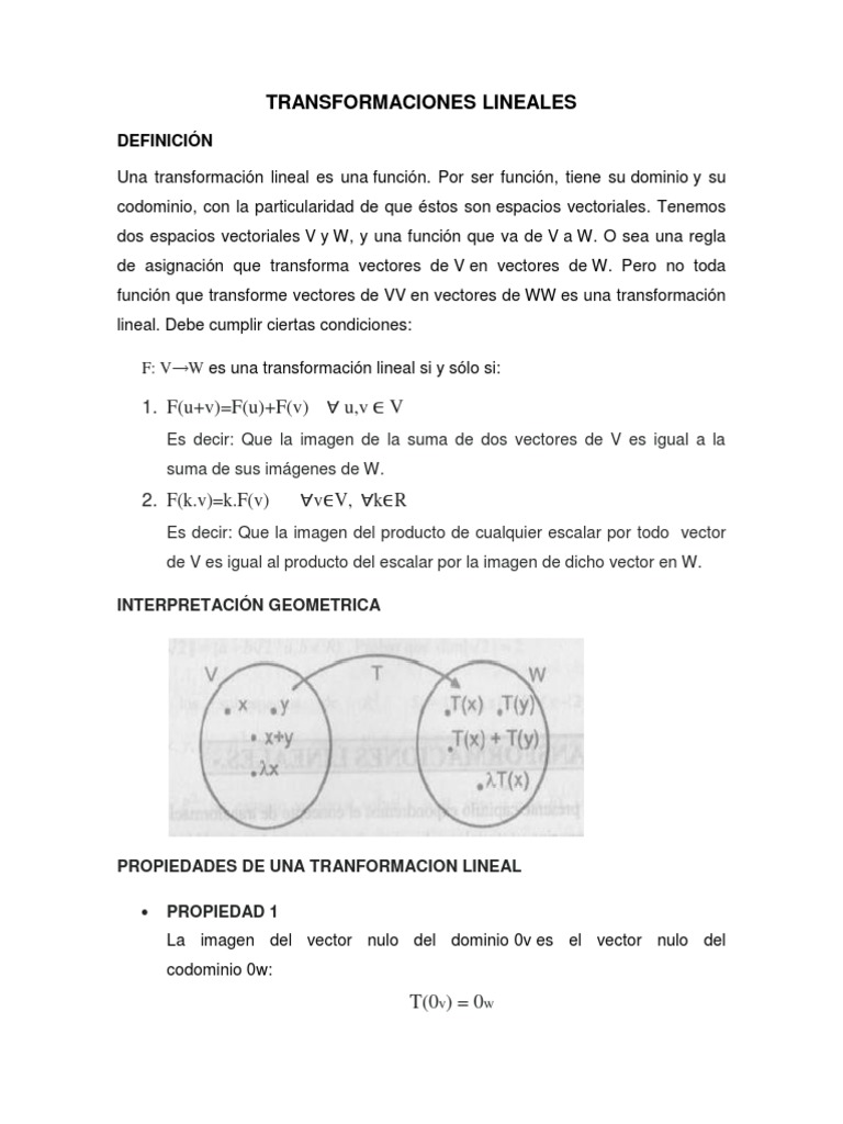 Transformaciones Lineales | PDF | Espacio vectorial | Mapa lineal
