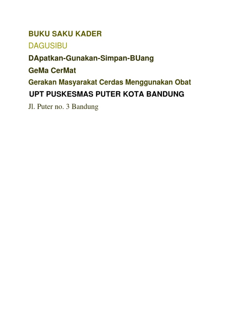 Buku Saku Kader DAGUSIBU UPT Puskesmas Puter PDF | PDF