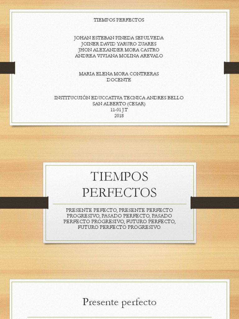 Tiempos Perfectos en Ingles | PDF | Verbo | Conjugación gramatical