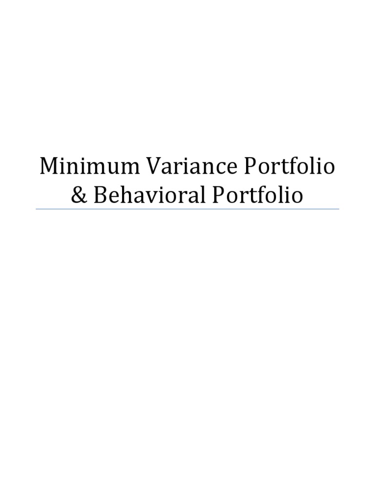 Behavioral Portfolio Theory: A Descriptive Alternative to Mean-Variance Portfolio Theory | PDF ...