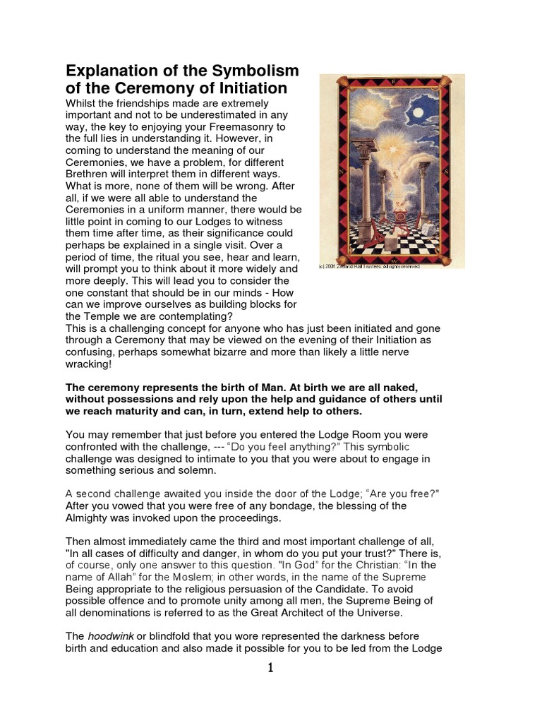 Explanation of The Symbolism of The First Degree | PDF | Freemasonry ...