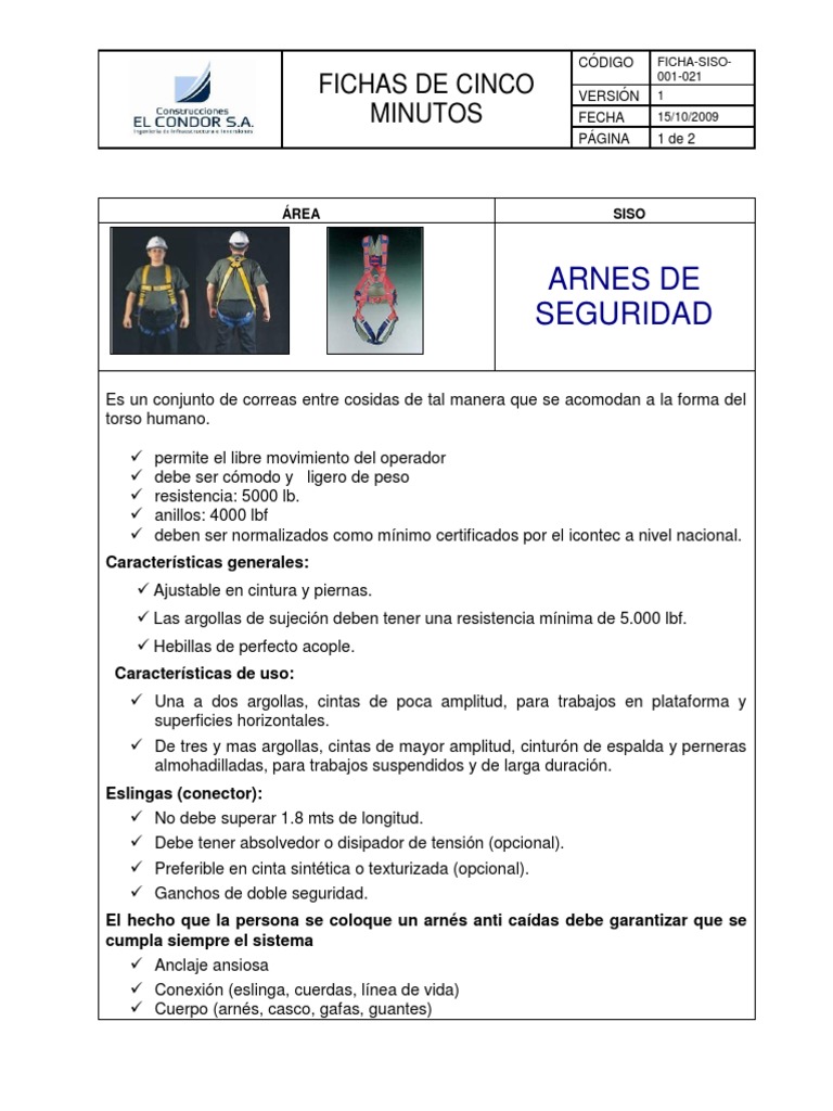 Partes y Uso del Arnés de Seguridad | PDF