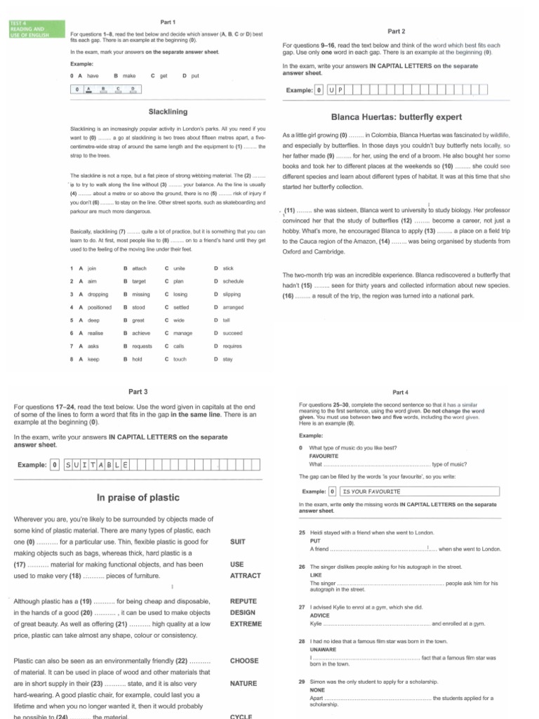 FCE For Schools Test | PDF
