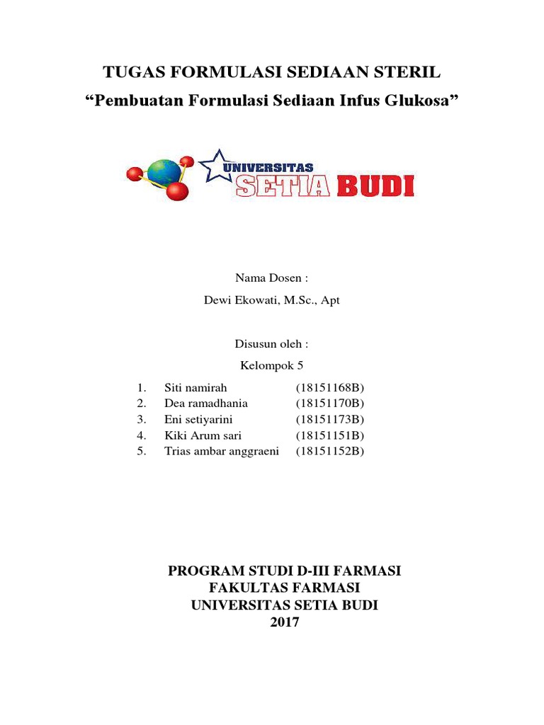 Pembuatan Formulasi Sediaan Infus Glukos | PDF