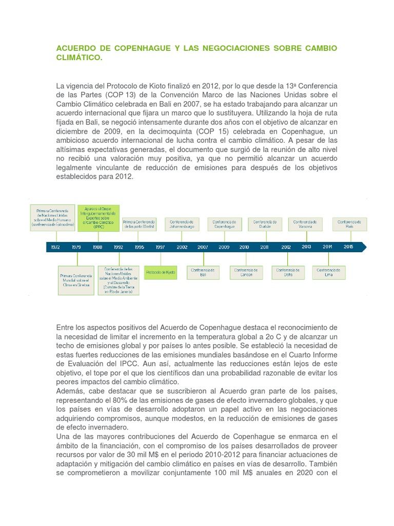 Acuerdo De Copenhague Y Las Negociaciones Sobre Cambio Climático Pdf