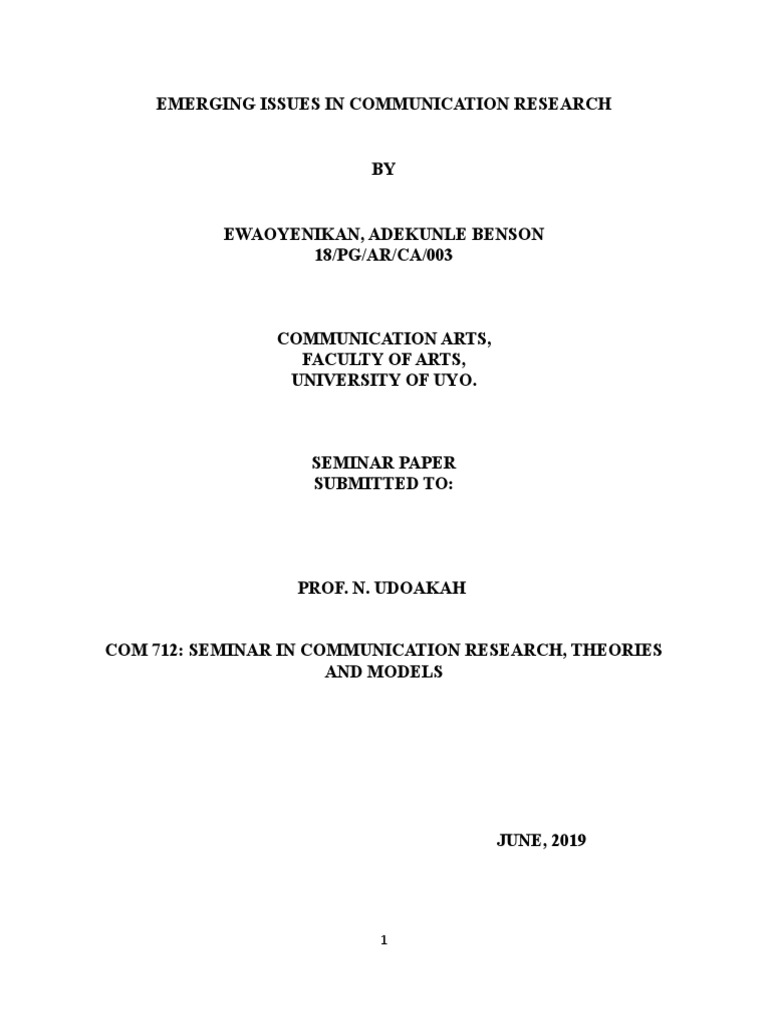 Emerging Issues in Communication Research | PDF | Quantitative Research ...
