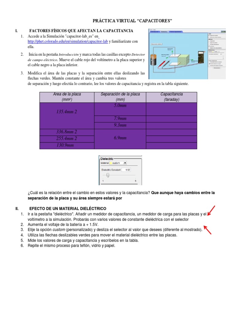 Practica Virtual | PDF | Capacidad | Condensador