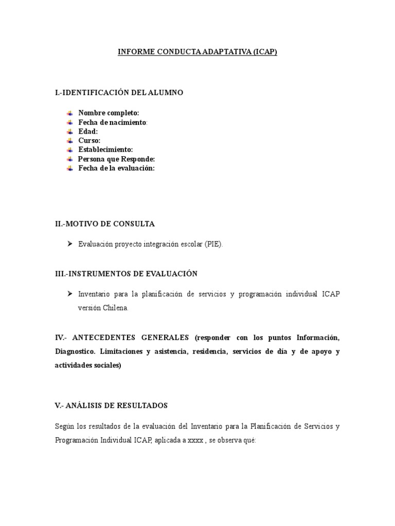 Informe Modelo ICAP Version Chilena