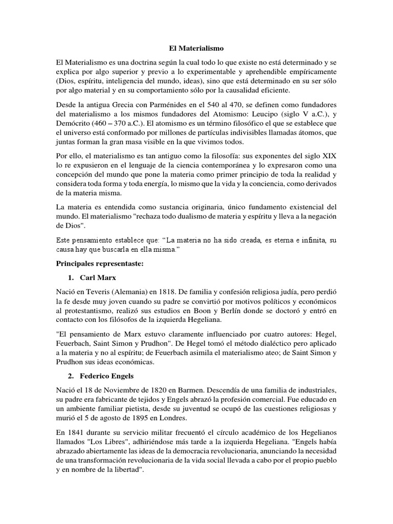 El Materialismo | PDF | Materialismo | Dialéctico