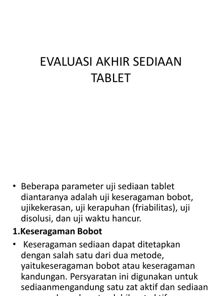 Evaluasi Akhir Sediaan Tablet | PDF