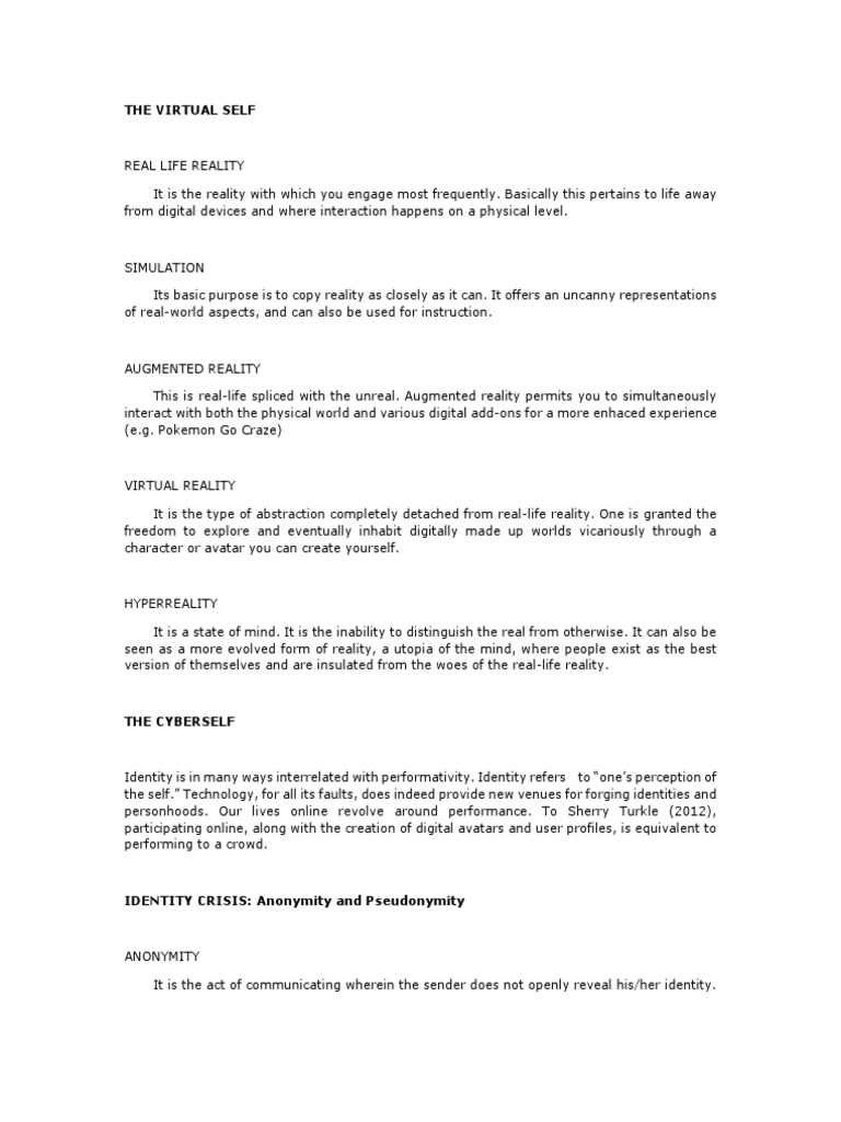 Understanding the Virtual Self | PDF | Social Science