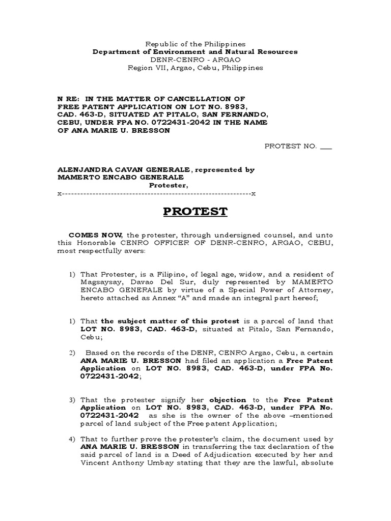 Protest | PDF | Patent Application | Civil Law (Common Law)