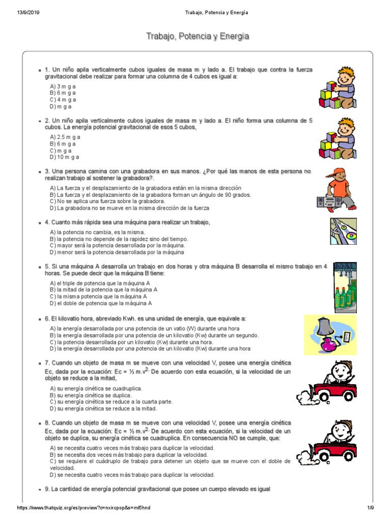 Trabajo, Energía y Potencia en Física | PDF | Vatio | Masa