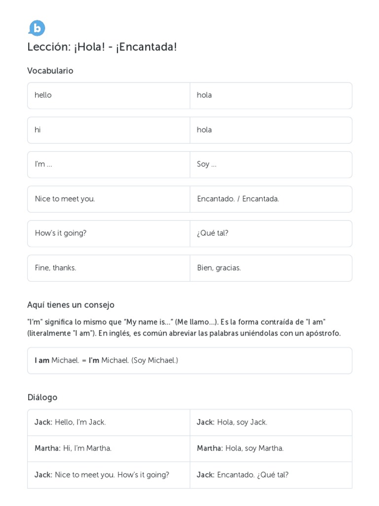 Lección 1 !Hola!.pdf | PDF